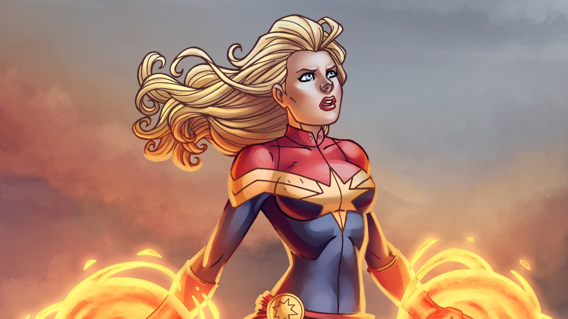Download Carol Danvers Blue Eyes Blonde Comic Captain Marvel HD ...