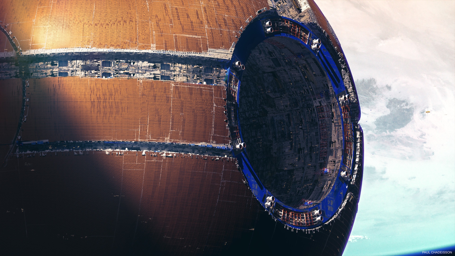 Futuristic Sci-Fi Space Station HD Wallpaper by Paul Chadeisson