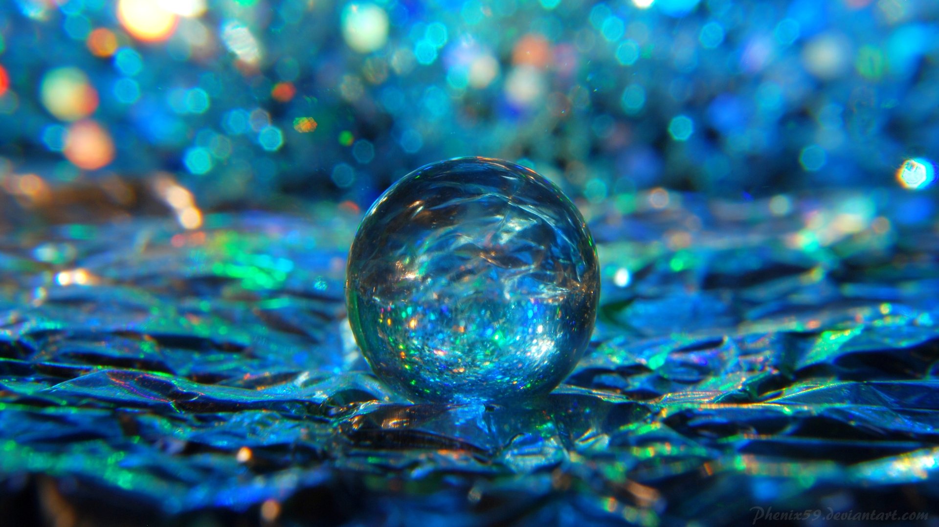 4K Ultra HD Abstract Reflection Sphere in Vibrant Blue Hues by Phenix59