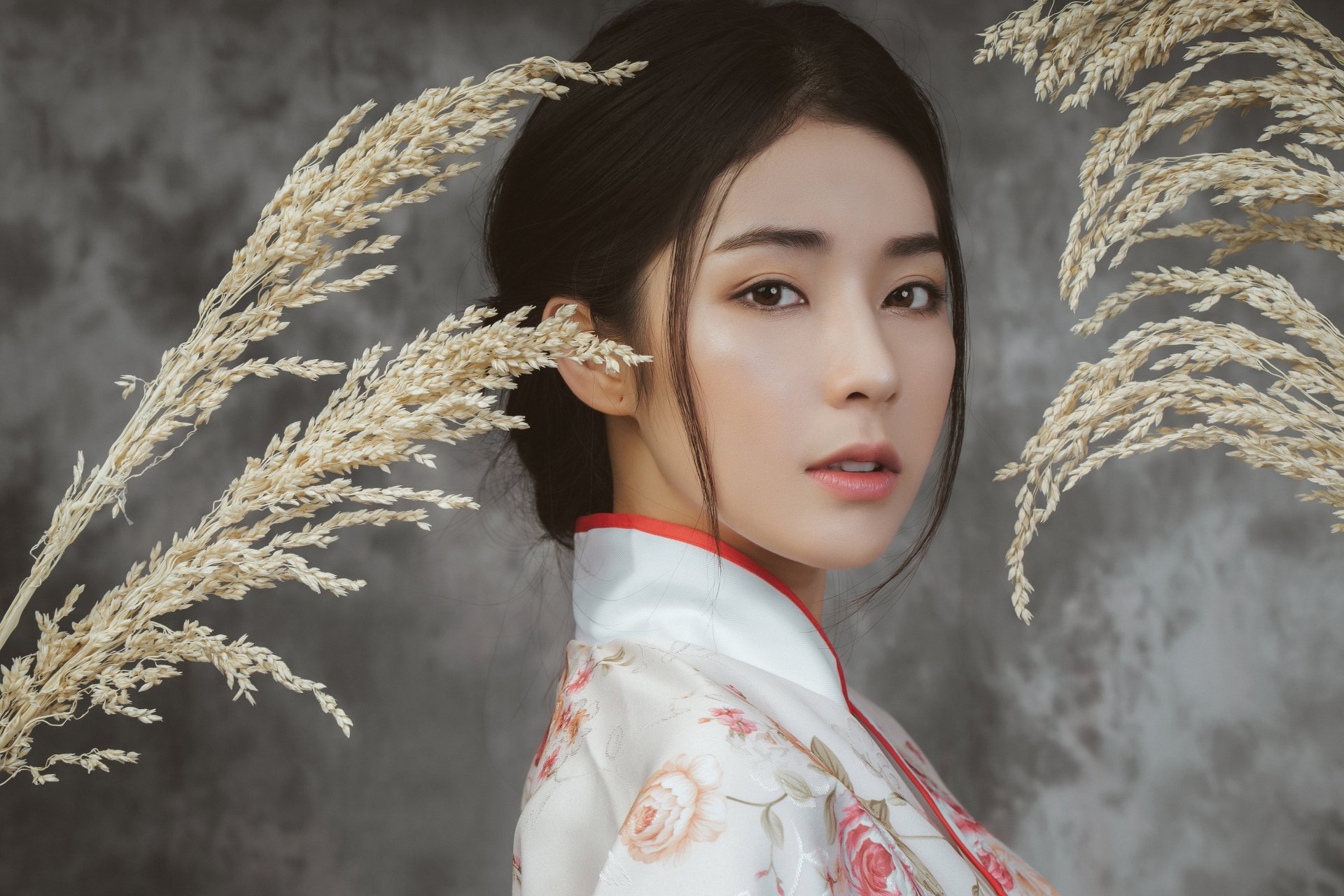 Serene 5K Portrait: Asian Woman with Black Hair & Brown Eyes