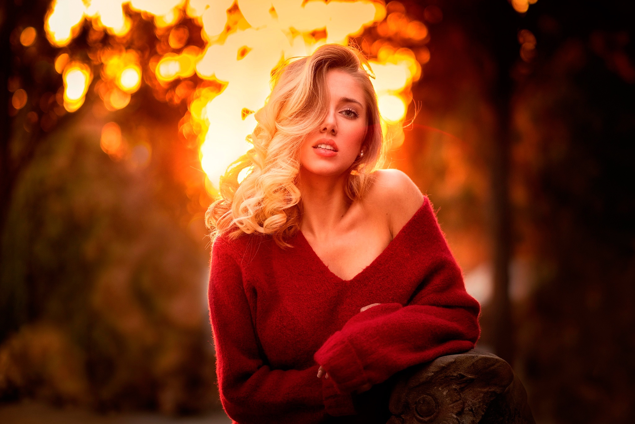 Download Bokeh Blonde Depth Of Field Woman Model HD Wallpaper by David Mas